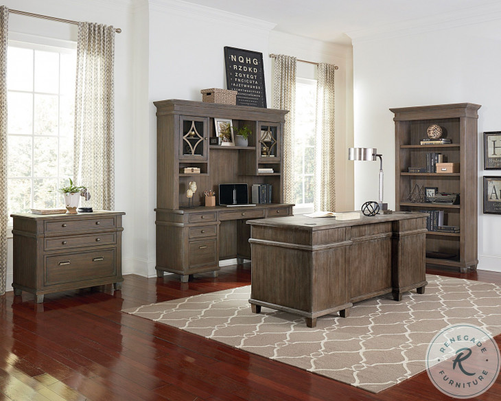 Carson Weathered Dove Double Pedestal Desk from Martin Furniture ...