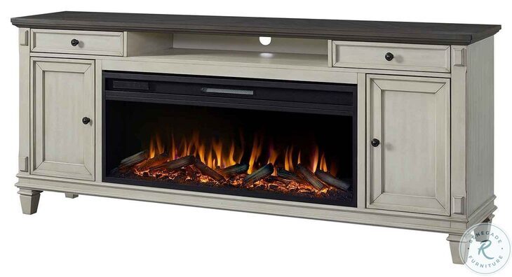Hartford White 75" TV Stand with Fireplace From Martin Furniture ...