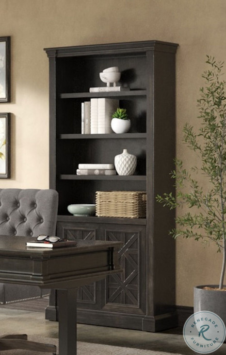 Kingston Dark Brown Bookcase With Doors From Martin Furniture | Coleman ...