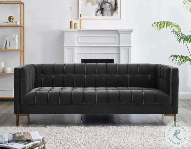 Isaac Moonlight Gray Velvet Channel Stitch Sofa From Steve Silver ...