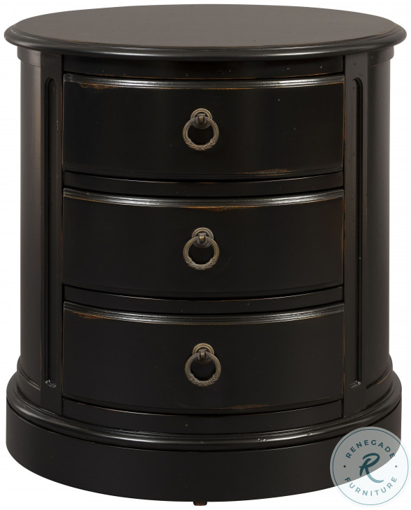 Louis Philippe Black Oval Drum Chairside Chest From Hekman Furniture ...