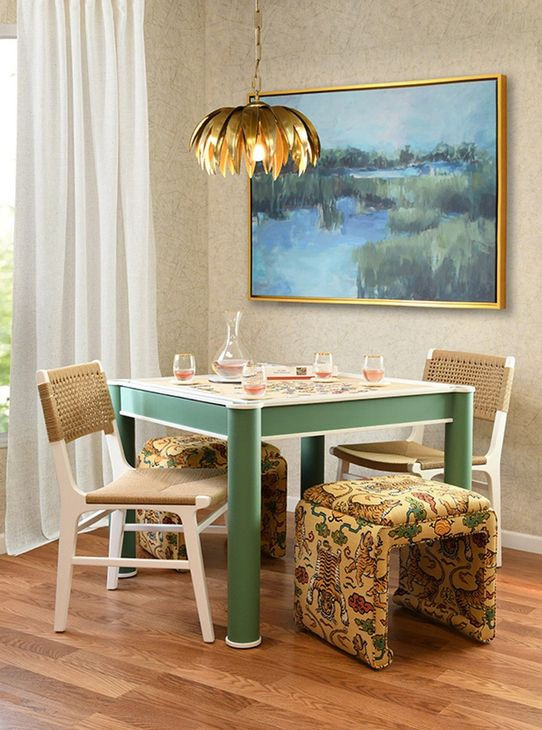 Jackie Green and White 2 Drawer Game Table From Worlds Away | Coleman ...