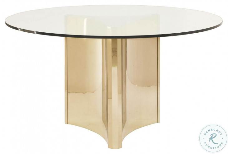 Abbott Patinated Brass 54" Dining Table From Bernhardt Furniture | Coleman Furniture