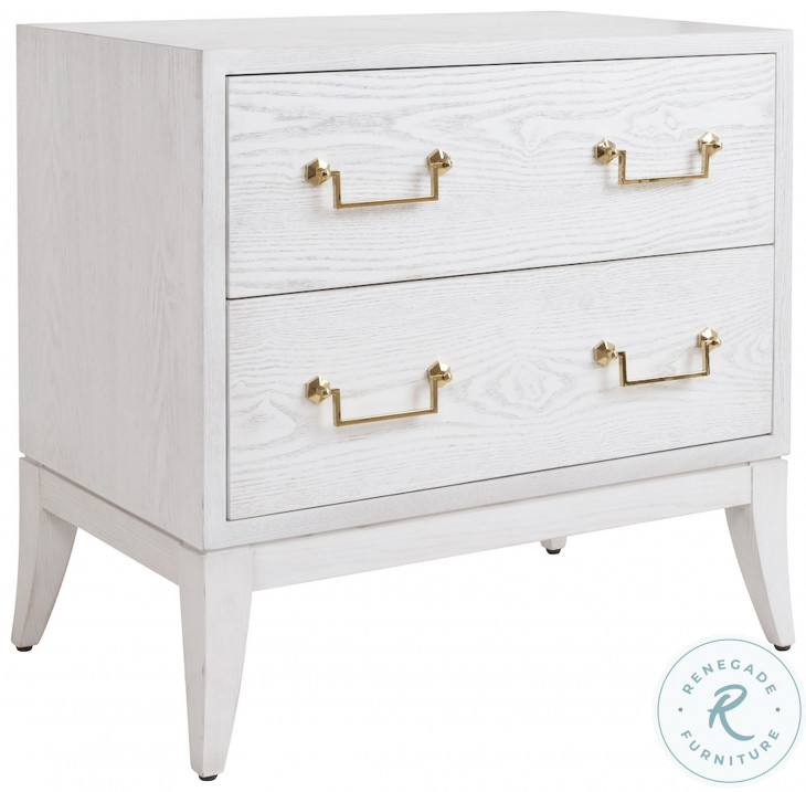 Kenna White Washed Oak 2 Drawer Side Table From Worlds Away | Coleman ...