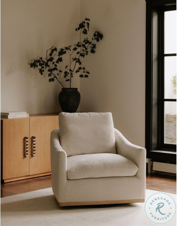 Linden Soft Beige Swivel Chair From Moes Home | Coleman Furniture