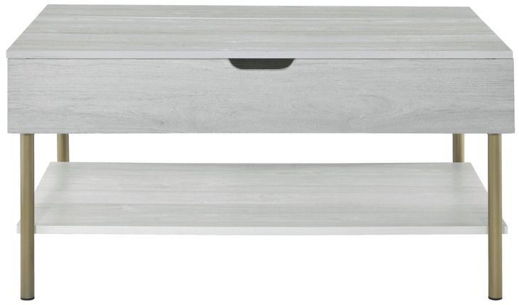 Whitman White And Champagne Rectangular Lift Top Cocktail Table Steve ...