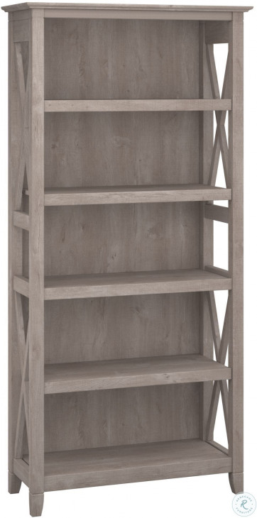 Key West Washed Gray 5 Shelf Bookcase from Bush | Coleman Furniture