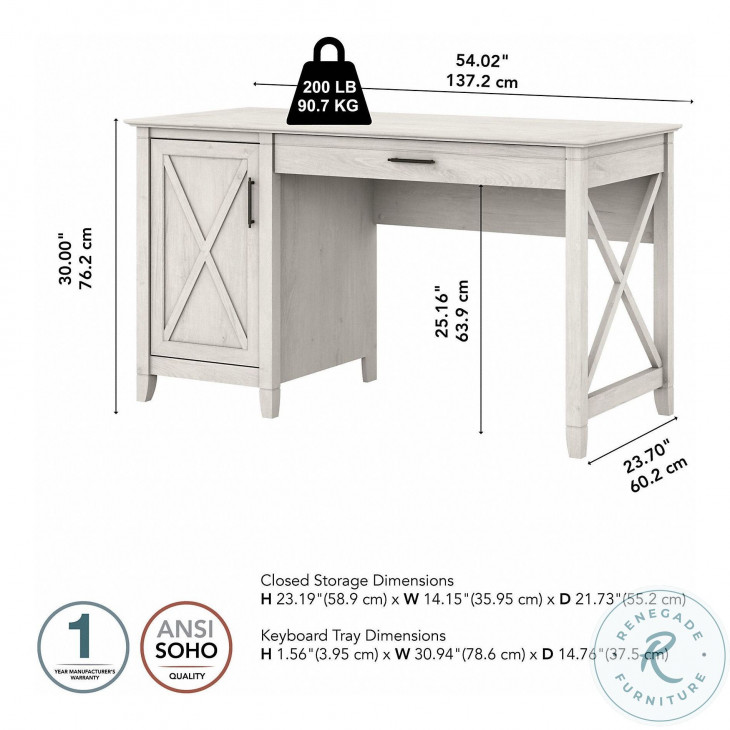 Key West Linen White Oak 54" Computer Desk From Bush Furniture ...