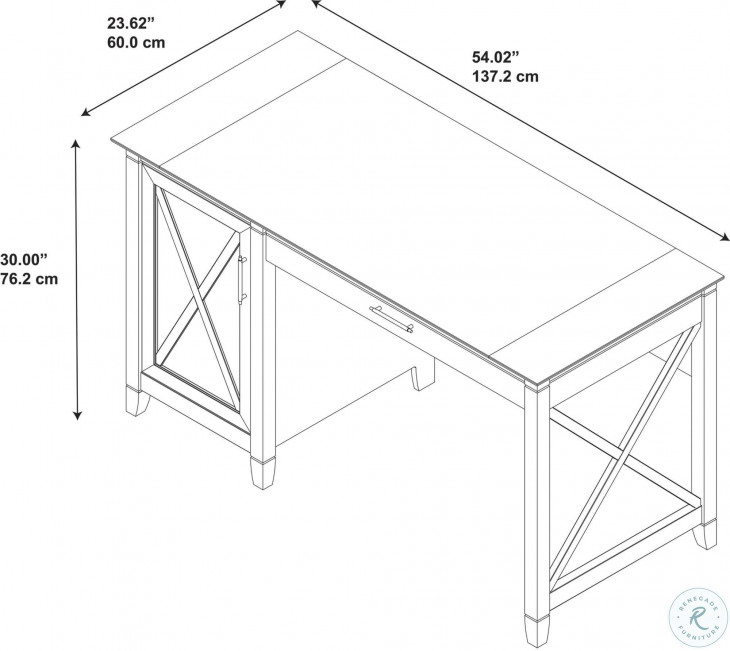 Key West Washed Gray 54" Single Pedestal Desk from Bush | Coleman Furniture