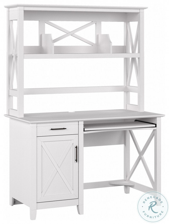 Key West Pure White Oak 48" Small Computer Desk with Hutch From Bush ...