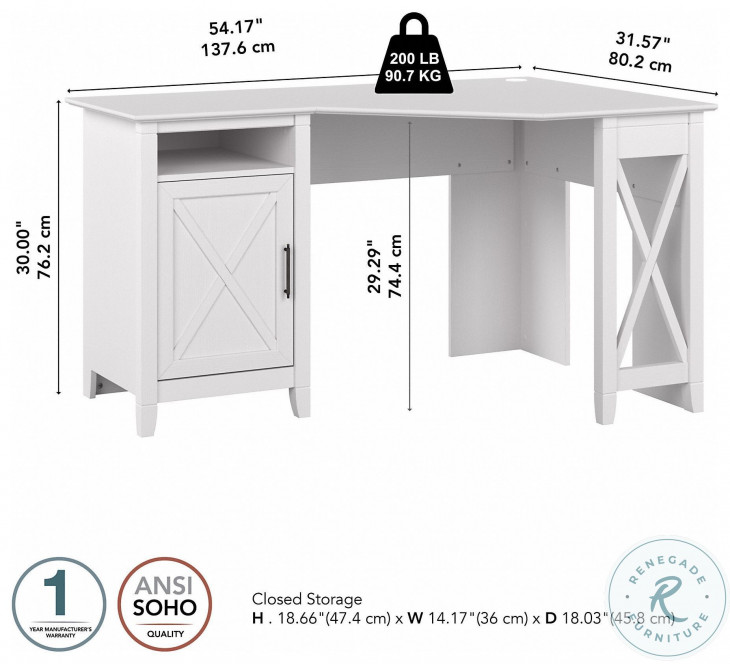 Key West Pure White Oak 54" Corner Computer Desk with Storage From Bush ...