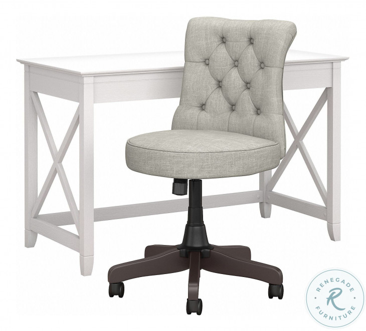 Key West Pure White Oak 48" Writing Desk with Mid Back Tufted Office ...