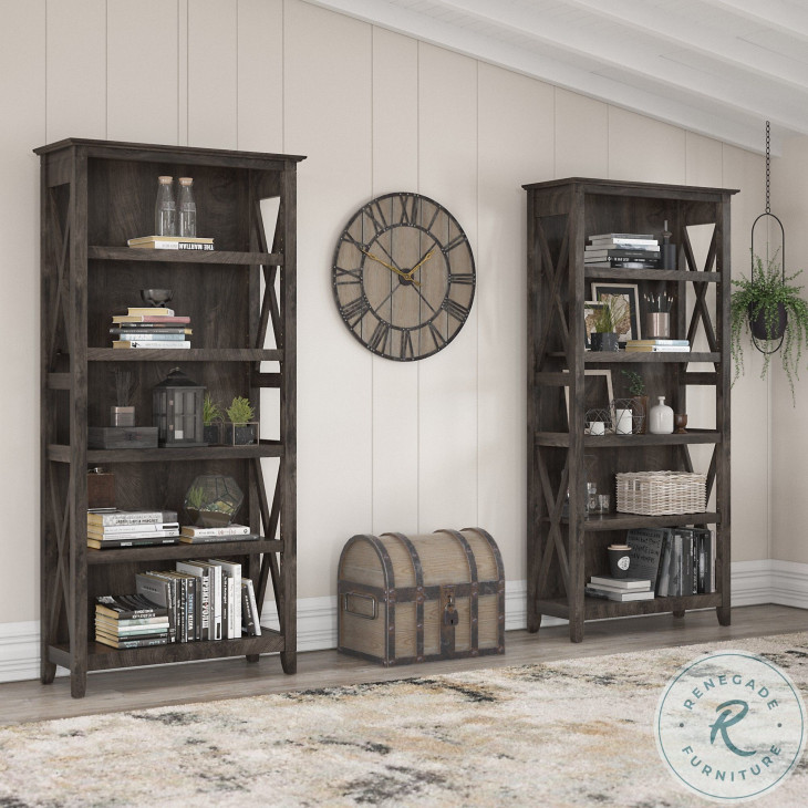 Key West Dark Gray Hickory 2 Piece Bookcase Set From Bush Furniture ...