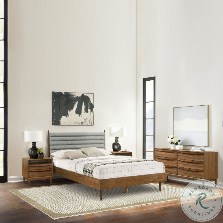 Artemio Walnut And Gray Queen Platform Bed From Armen Living | Coleman ...