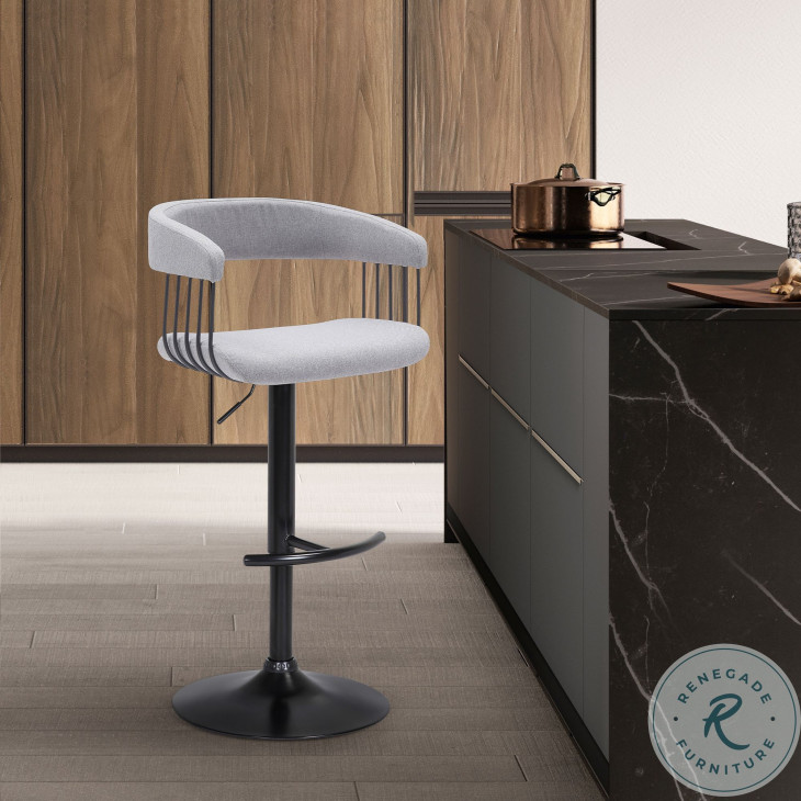 Calista Light Gray Adjustable Swivel Bar Stool From Armen Living ...