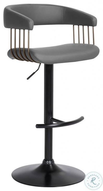 Calista Gray And Golden Bronze Adjustable Swivel Bar Stool From Armen ...