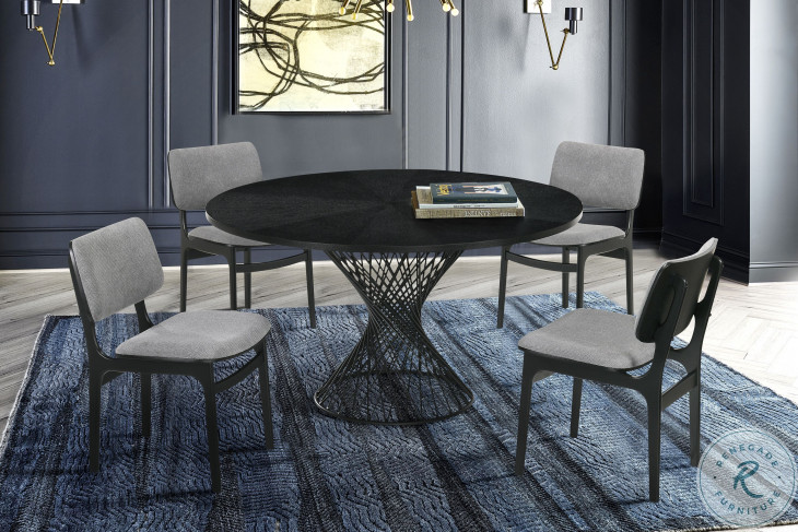 Cirque Black Pedestal 54" Round Dining Table From Armen Living ...