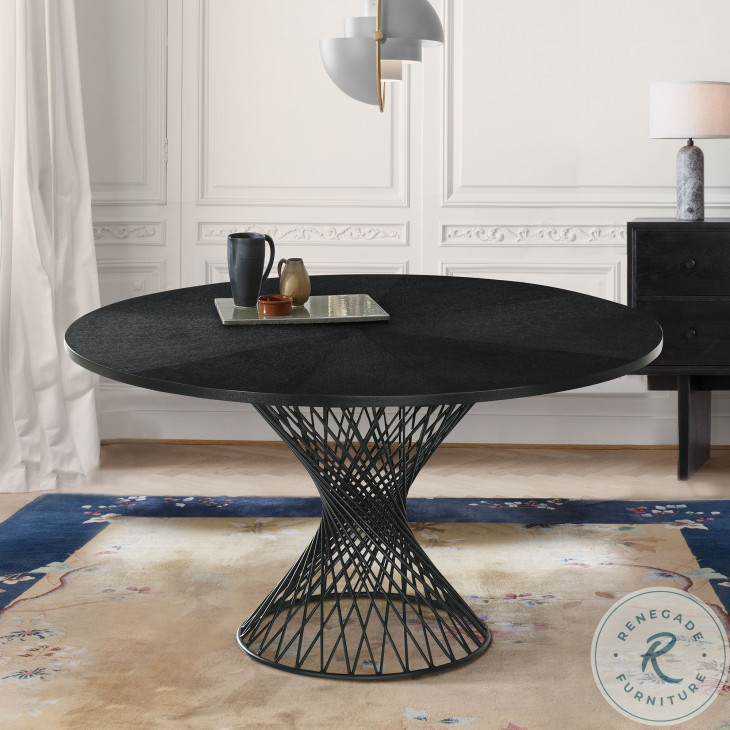 Cirque Black Pedestal 54" Round Dining Table From Armen Living ...