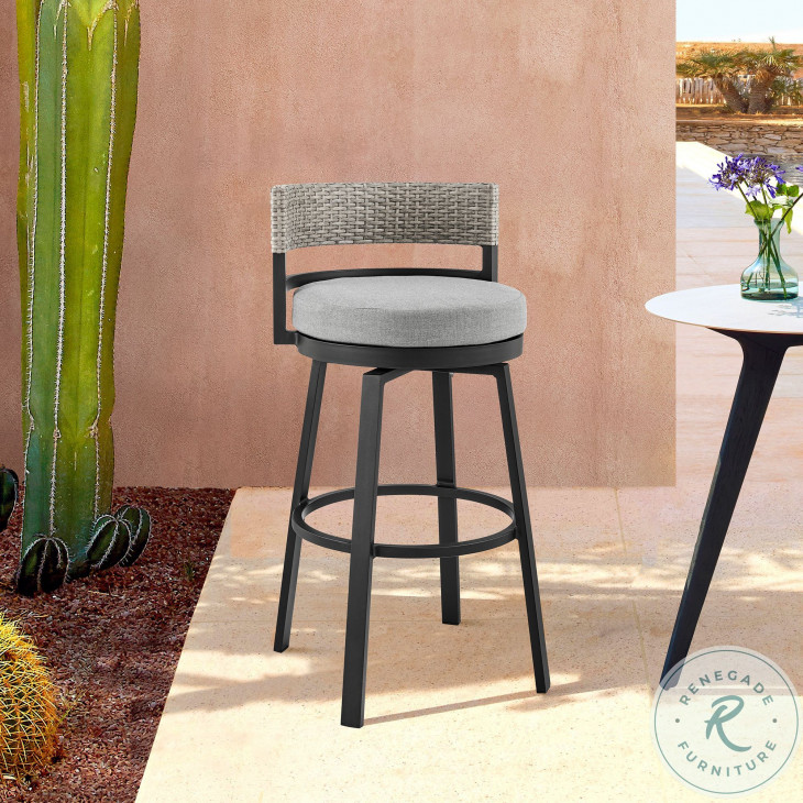 Encinitas Dark Gray Outdoor Patio Swivel Bar Stool From Armen Living ...