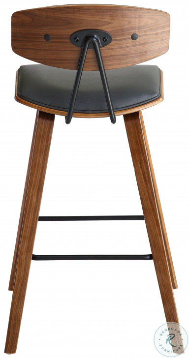 Fox Walnut Wood and Gray Faux Leather 26" Counter Height Barstool from ...