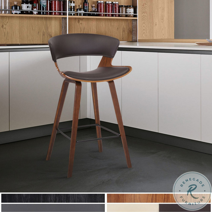 Jagger Brown Faux Leather 26" Counter Height Stool from Armen Living ...