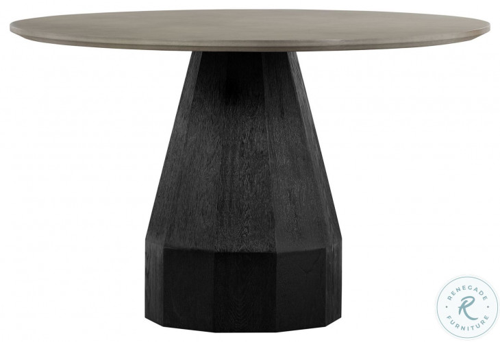 Revival Medium Gray And Black Round Dining Table From Armen Living ...