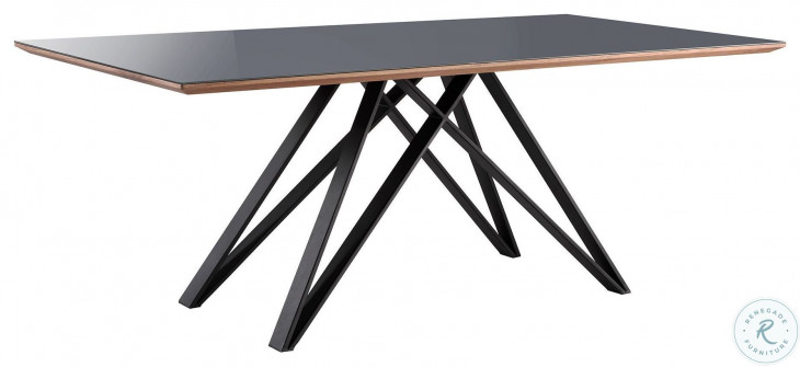 Urbino Matte Black Dining Table with Glass Top from Armen Living ...