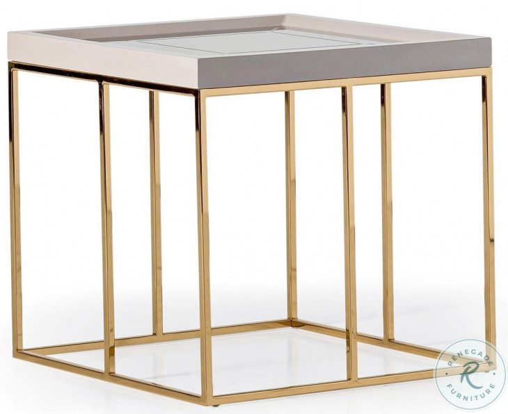 Carmela Shimmer Ivory And Gleaming Gold Side Table From Aico | Coleman Furniture