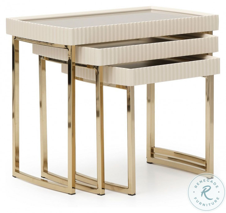 Lisbon Matte Cream And Luminous Gold Nesting Tables From Aico | Coleman Furniture