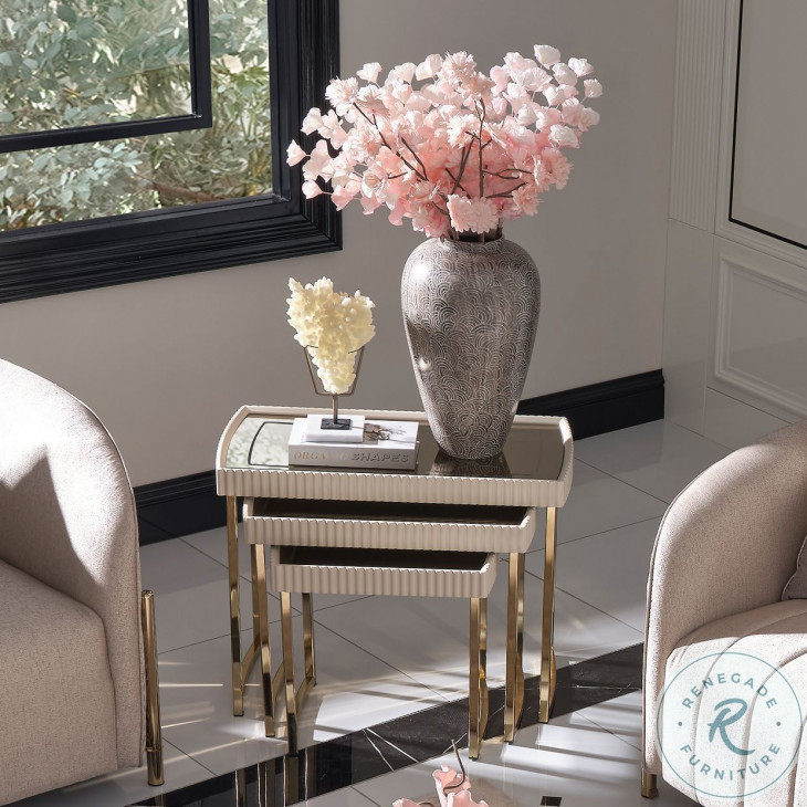Lisbon Matte Cream And Luminous Gold Nesting Tables From Aico | Coleman ...