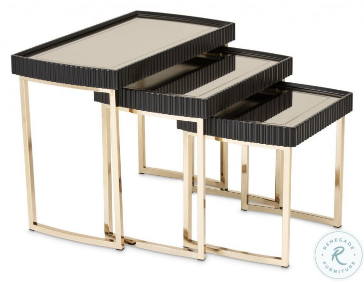Lisbon Matte Black And Luminous Gold Nesting Tables From Aico | Coleman Furniture