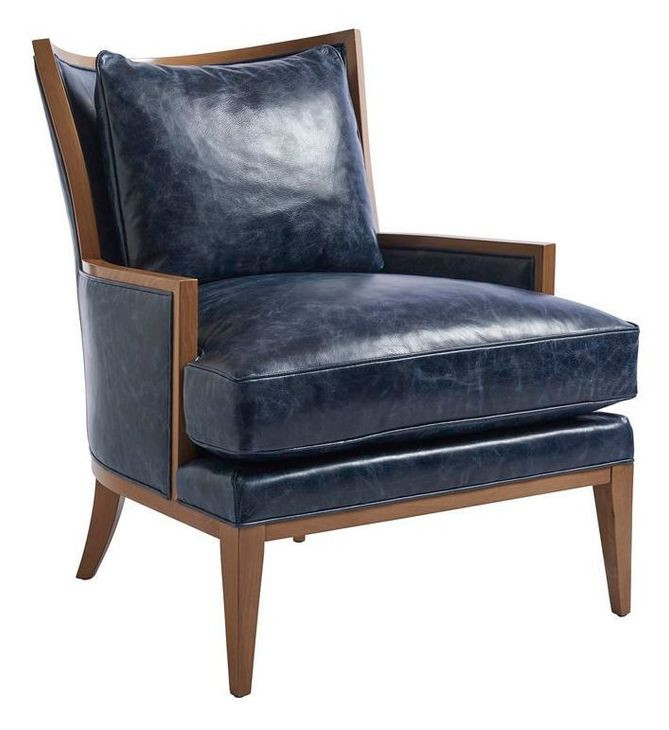 Atwood Blue Leather Upholstered Chair from Barclay Butera | Coleman ...