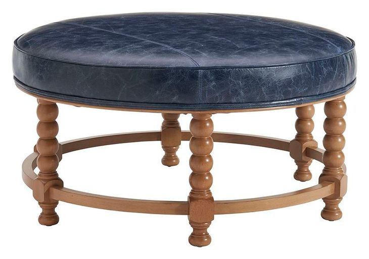 Naples Blue Leather Upholstered Cocktail Ottoman from Barclay Butera ...
