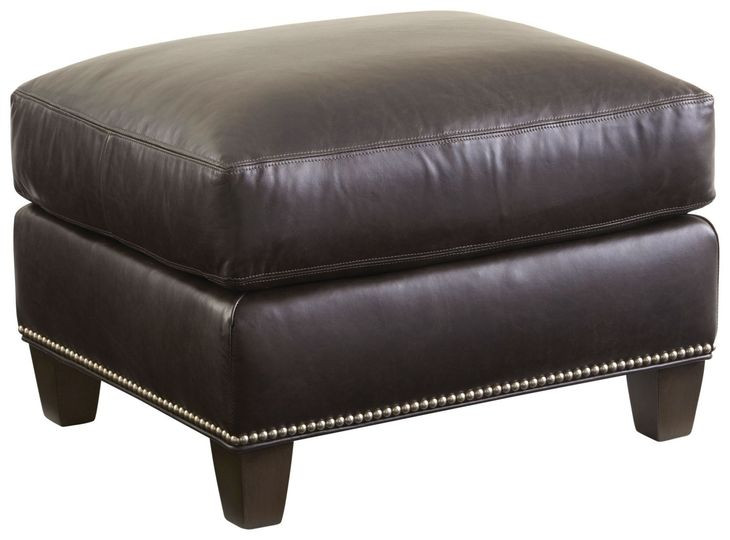 Strada Leather Misty Gray Leather Upholstered Rectangular Ottoman with ...
