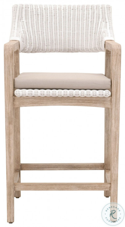 Lucia Light Gray And White Rattan Counter Height Stool From Essentials ...