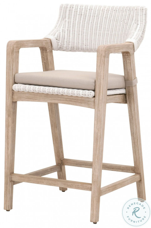 Lucia Light Gray And White Rattan Counter Height Stool From Essentials ...