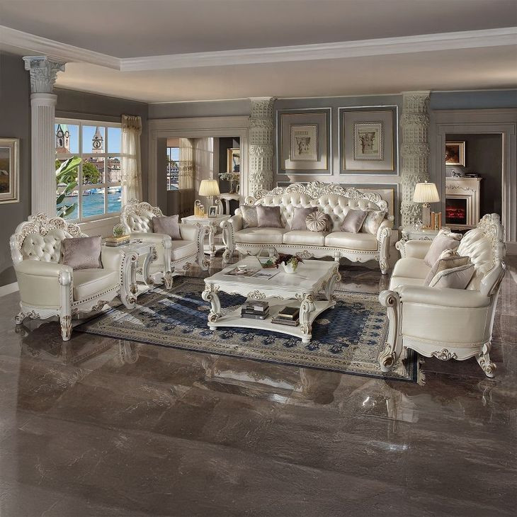 Vendome Champagne 113" Oversized Sofa with Pillows and Nailhead Trim ...