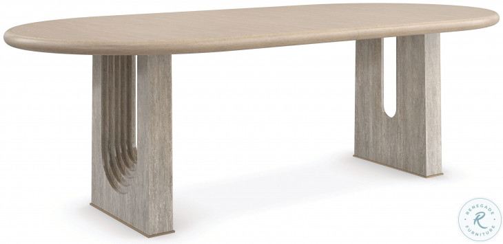 Emphasis Sun Drenched Oak And Silver Travertine Extendable Dining Table ...