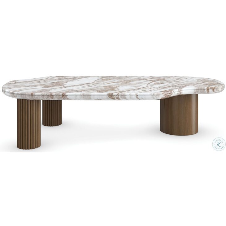 Seychelles Calcutta Oro Stone And Retro Walnut Cocktail Table From ...