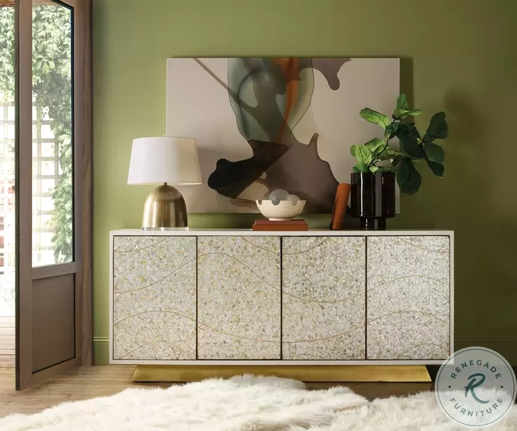 Fusion Soft White And Capiz Shell Shelly TV Stand From Hawthorne Living ...