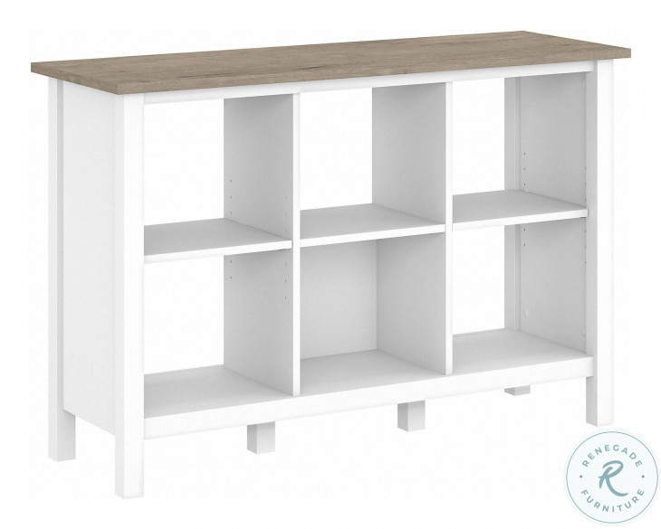 Mayfield Shiplap Gray and Pure White 6 Cube Bookcase from Bush ...