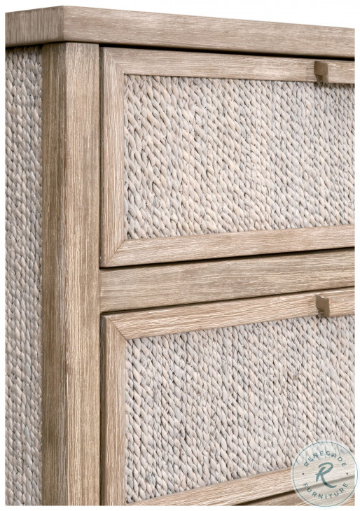 Malay Natural Gray Mahogany And White Wash Abaca Rope 6 Drawer Double ...