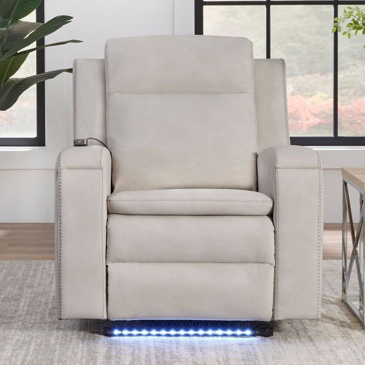 Mighty Buffy Cream Rocker Heat Massage Power Recliner with LED and USB ...