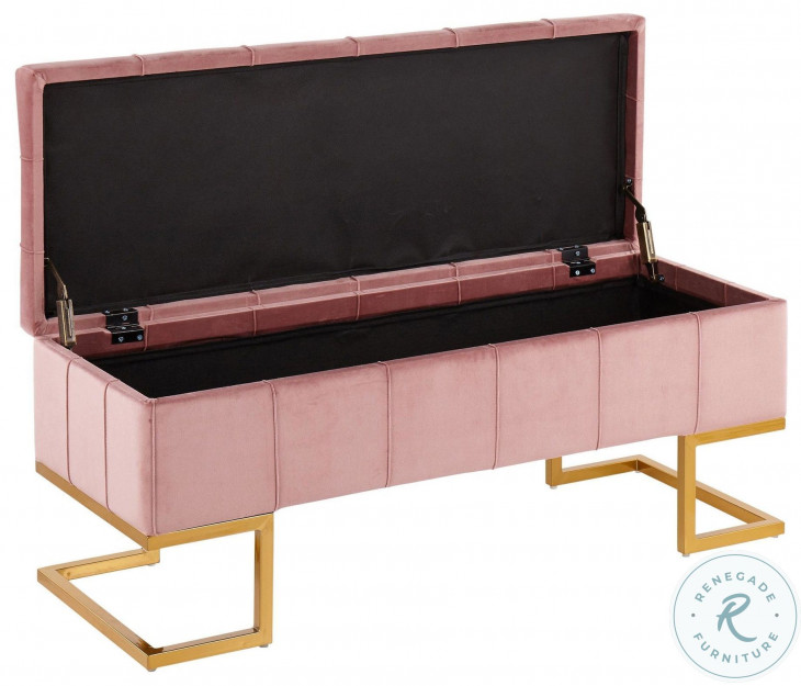 Midas Pink Velvet Storage Bench From Lumisource | Coleman Furniture