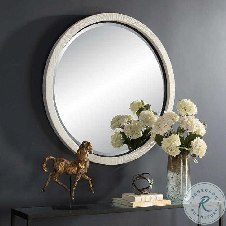 Granada White Washed Round 42" Mirror From Uttermost | Coleman Furniture