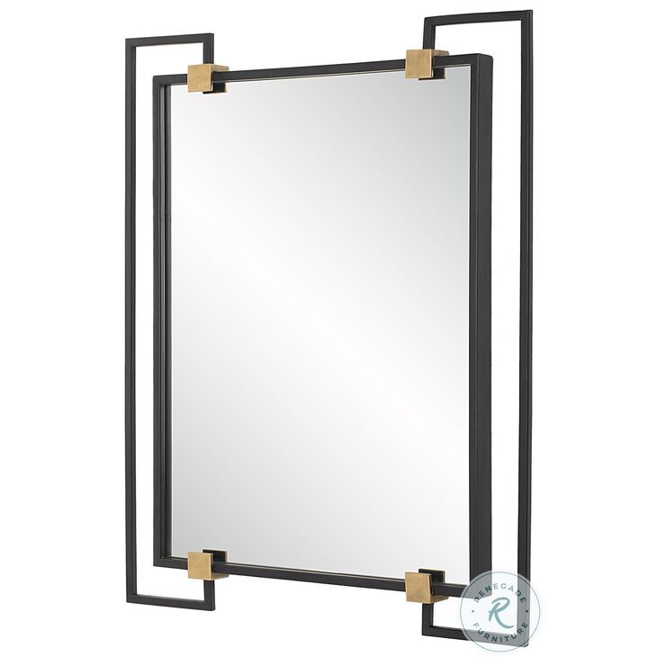 Ivey Black Industrial Rectangle Mirror From Uttermost | Coleman Furniture