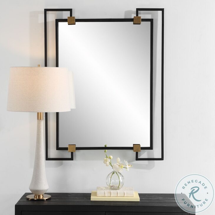 Ivey Black Industrial Rectangle Mirror From Uttermost | Coleman Furniture