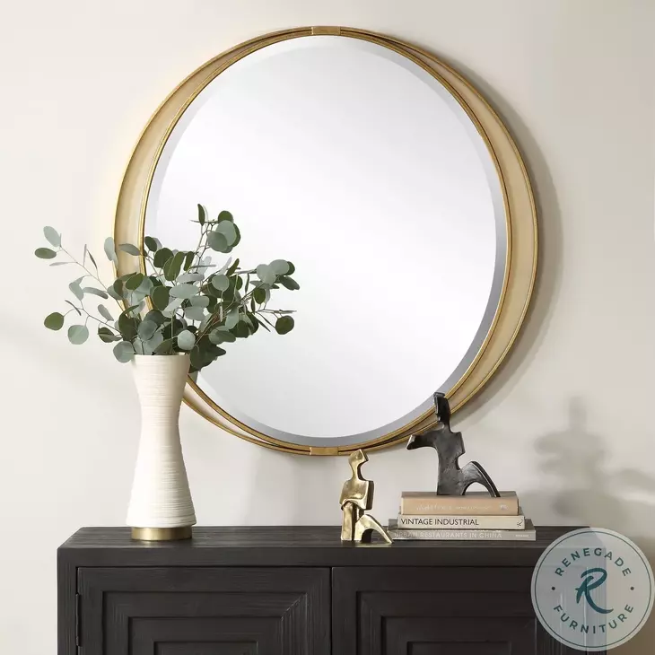 Rhodes Antique Metallic Gold Leaf Round Mirror From Uttermost | Coleman ...