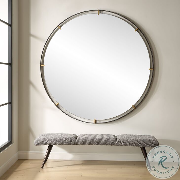 Grand Pendulum Black Round Mirror From Uttermost | Coleman Furniture