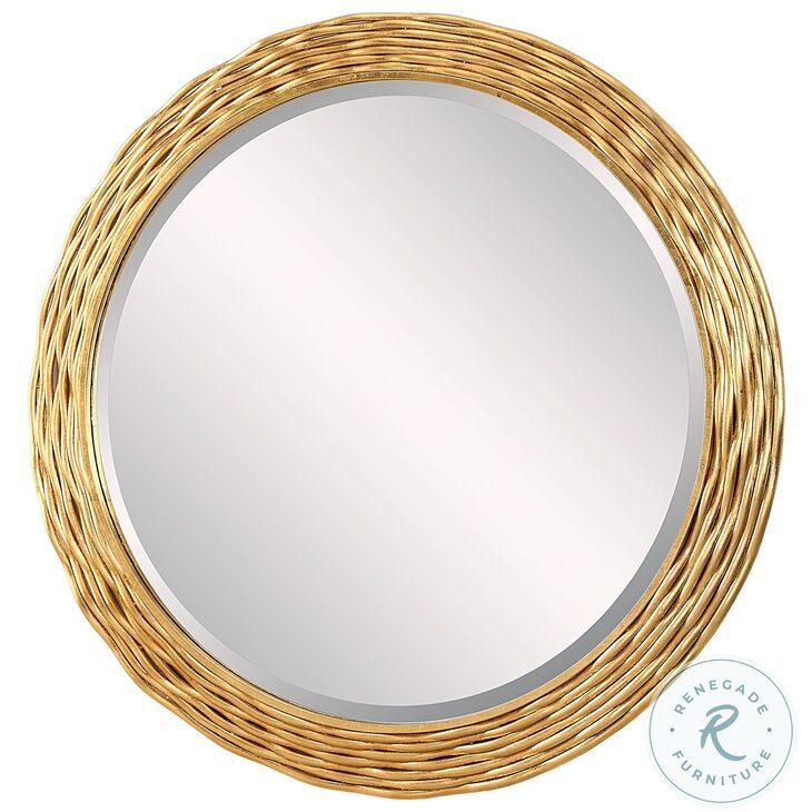 Celeste Lightly Antique Gold Leaf Round Mirror From Uttermost | Coleman ...